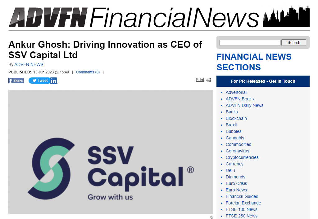 Ankur Ghosh: Driving Innovation as CEO of SSV Capital Ltd - SSV Capital